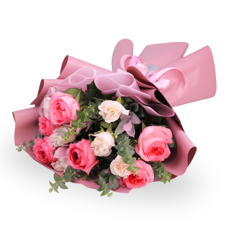 12 Pink and White Garden Roses | Delivery to Lima and Callao - Kukyflor